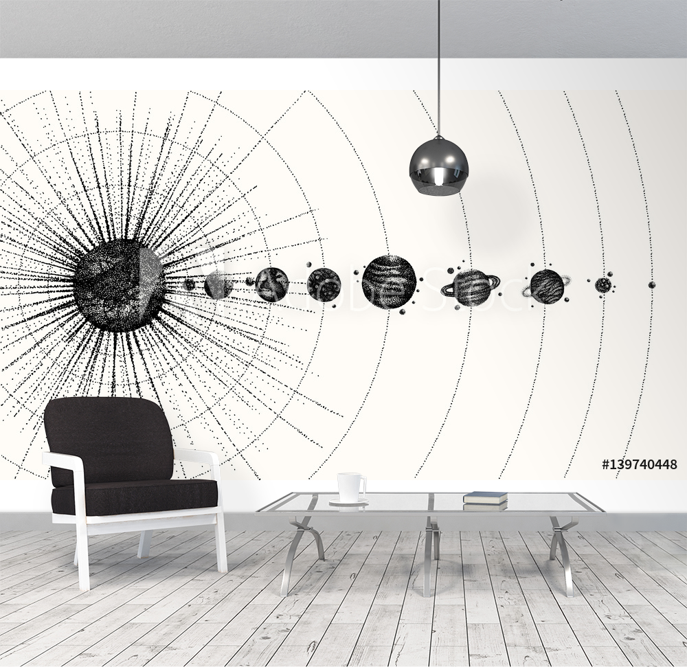 Solar System In Dotwork Style Planets In Orbit Vintage Hand Drawn solar-system-in-dotwork-style-planets-in-orbit-vintage-hand-drawn